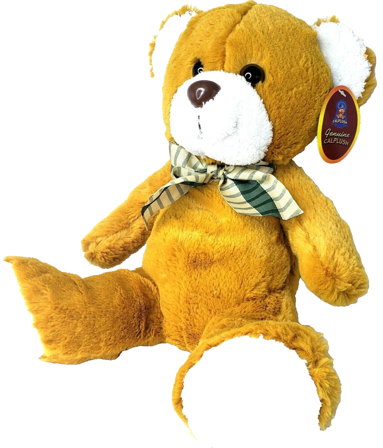Calplush Teddy Bear Plush Stuffed Animal 15” Yellow/White Ribbon Bow ...