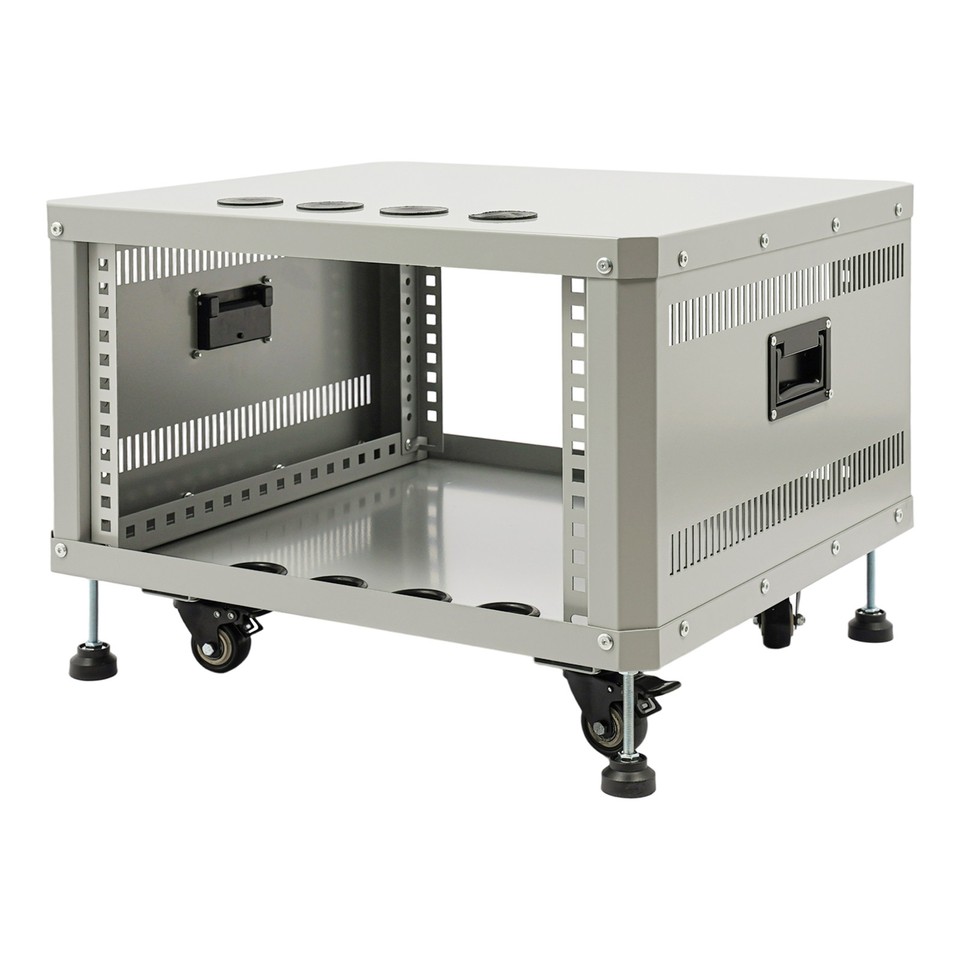 6U Audio & Studio Rack with Caster Wheels DJ Rolling Server Shelf Open ...