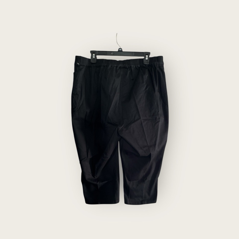 Catherines Plus Essential Flat Front Twill Capri Black Side Inset Pants ...