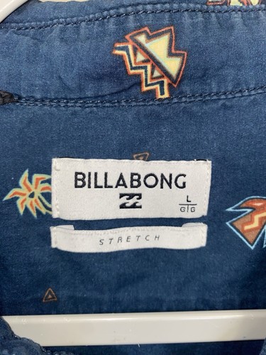 Billabong Top Casual Cotton Button Down Large Blue Tribal Aztec Sun ...