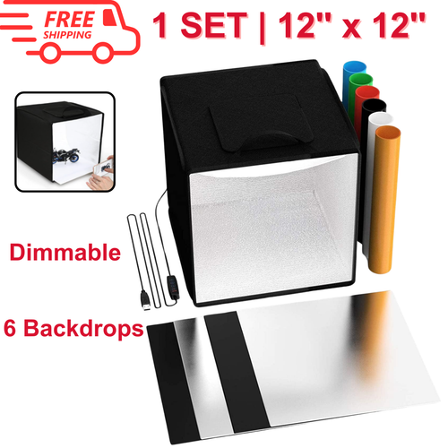 12x12 in Portable Photo Studio Light Box W 112 LED & 6 Backdrops for ...