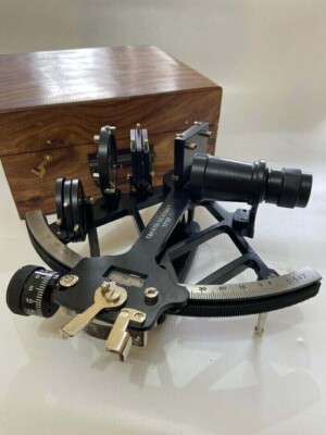 Aluminium nautical sextant with wooden box maritime navigational ...
