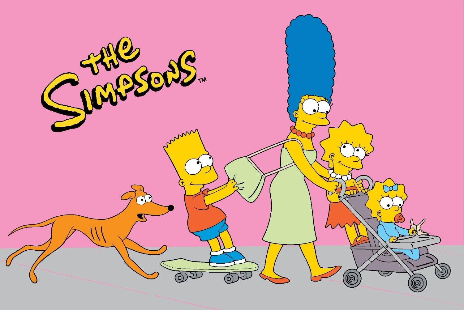 Simpsons Walk -N- Roll, Pink Background, Collector's Fun Rug, 39" by 58 ...