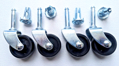 4 x Swivel Castor Wheels Feet With Inserts- For Divan Bed Base Sofa ...