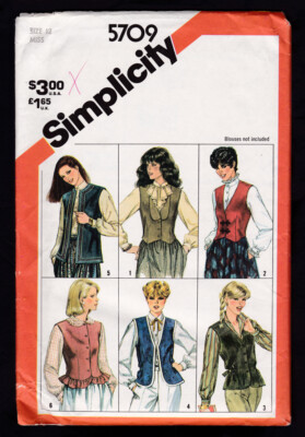 1982 Vtg Simplicity Pattern Sz 12 #5709 Uncut - Lined vests only | eBay