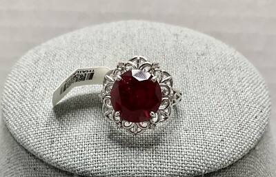Ring Size 8 NWT JTV Ruby & White Zircon Rhodium Over Sterling | eBay