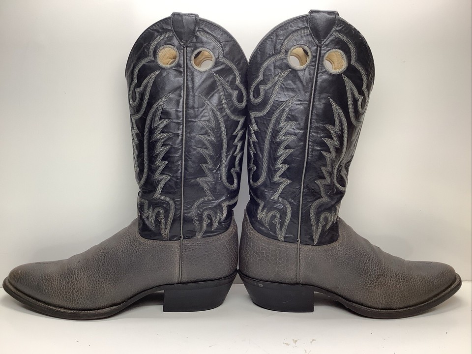 MENS JUSTIN BUCKAROO COWBOY GRAY BULLHIDE BOOTS SIZE 9.5 D | eBay