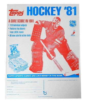 1981 Topps Hockey Wax Box Order Sell Sheet | eBay