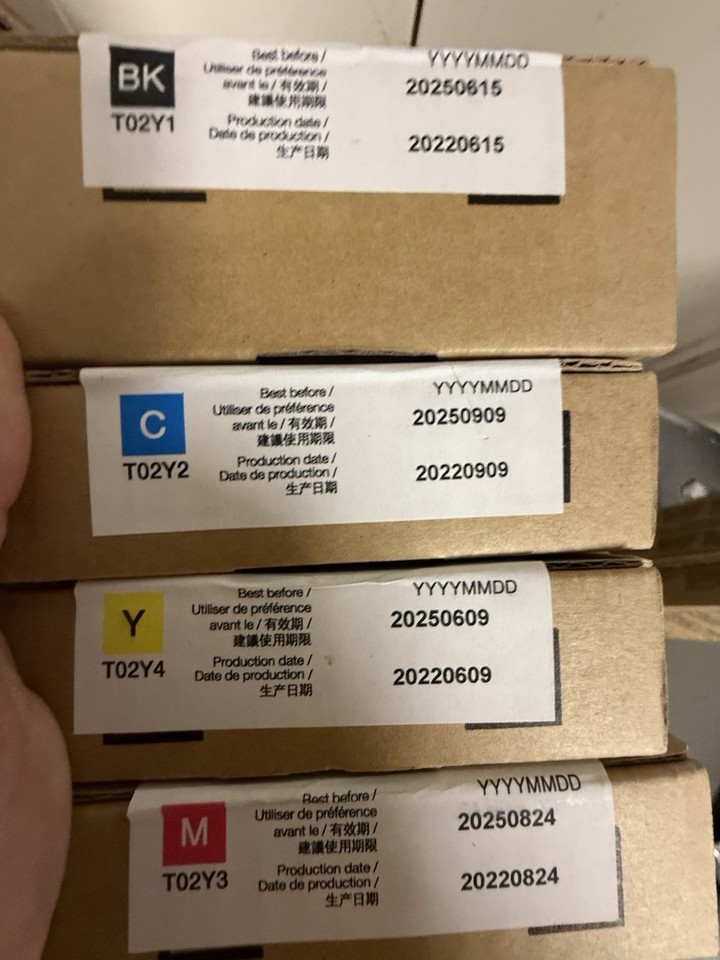 LOT OF 4! GENUINE EPSON T02Y1/T02Y2/T02Y3/T02Y4 (WF-C21000) INK ...