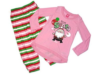 Girl's I Love Santa Pink Striped Christmas Pajama Set, Size 4/5 | eBay