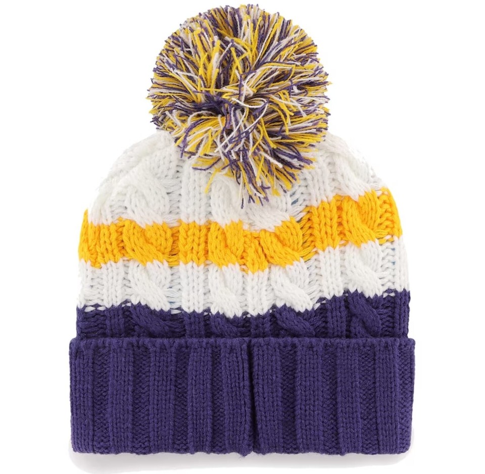New Women's NFL Minnesota Vikings White Ashfield Knit Pom Hat For Cold ...