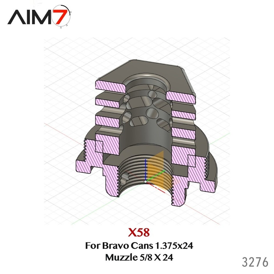 Aim7 X58 Muzzle Brake 5/8x24 For Bravo Tubes 1.375"x24 | eBay