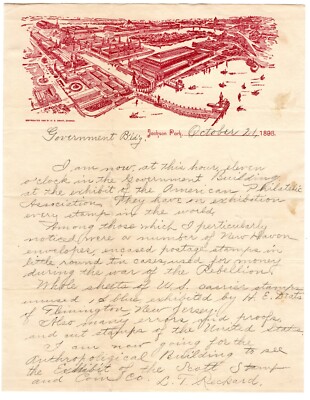 1893 Chicago World's Columbian Exposition Letter Governent Bldg Letter ...