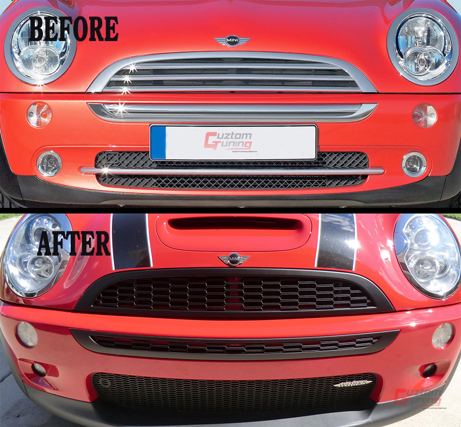 For 01-06 Mini Cooper R50 R52 R53 Front Upper Lower Glossy Blk ...