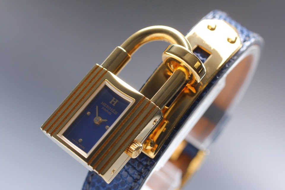 New Batt[Exc+5] HERMES Kelly Blue Dial Quartz Women's Watch 20mm From ...