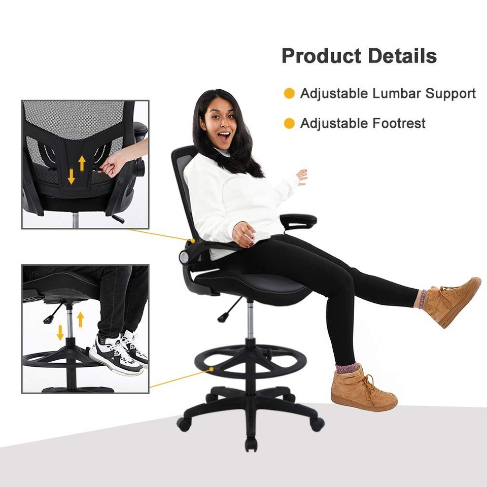 Drafting Chair Ergonomic Tall Office Chair Standing Desk Chair with ...