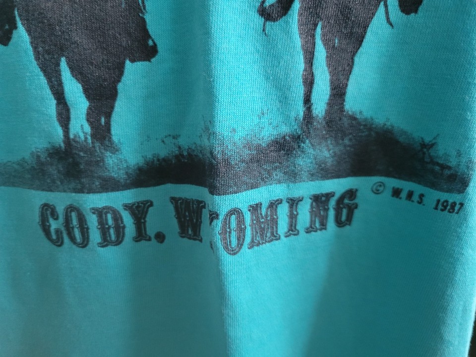 Vtg Single Stitch Crew 1987 MOONSHINE cody Wyoming 1987 Teal Drinking ...