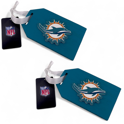 2-PACK Miami Dolphins NFL Logo Wooden Gift Tag Style Hanging Christmas ...