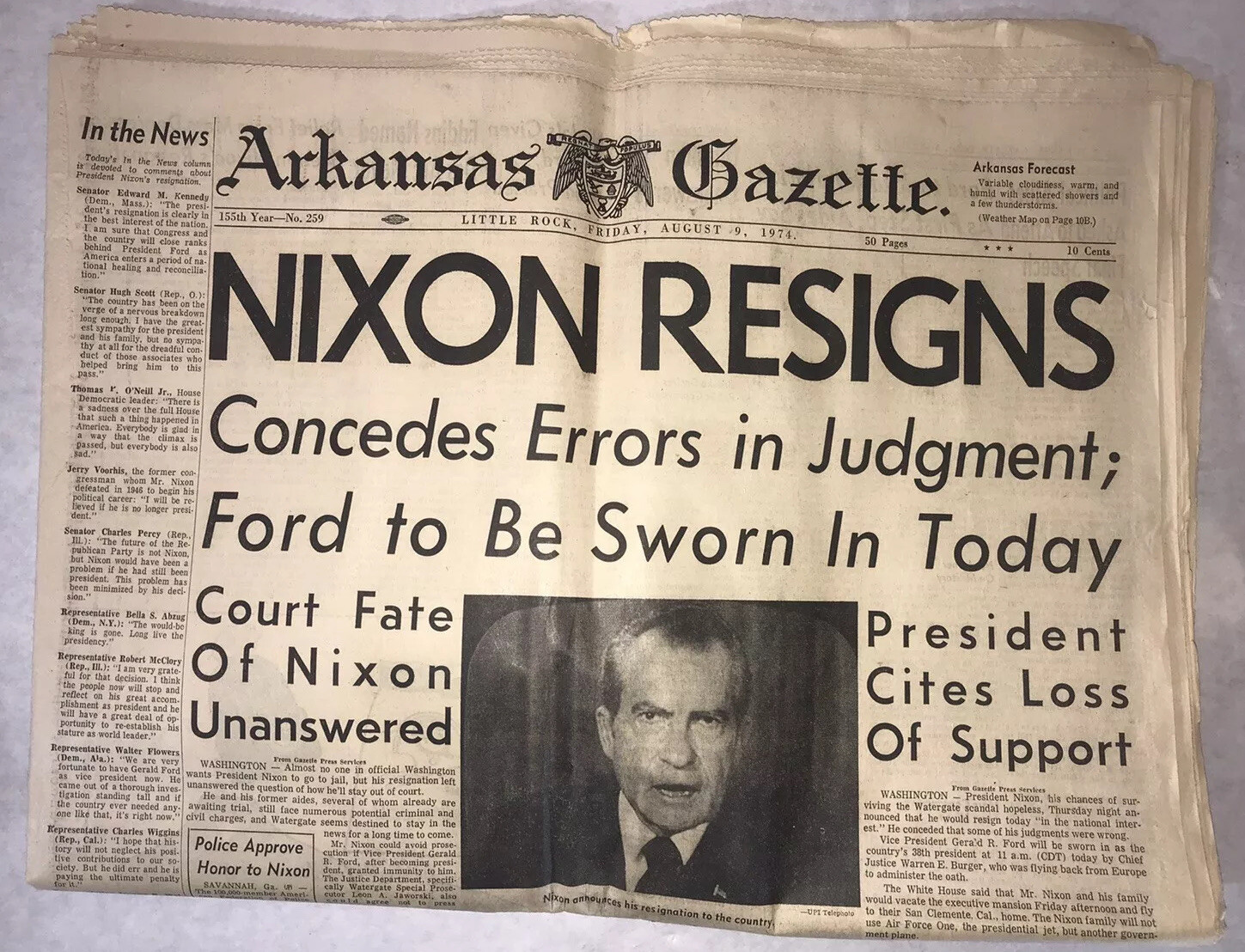 Nixon Resigns Newspaper August 9, 1974 | Grelly USA