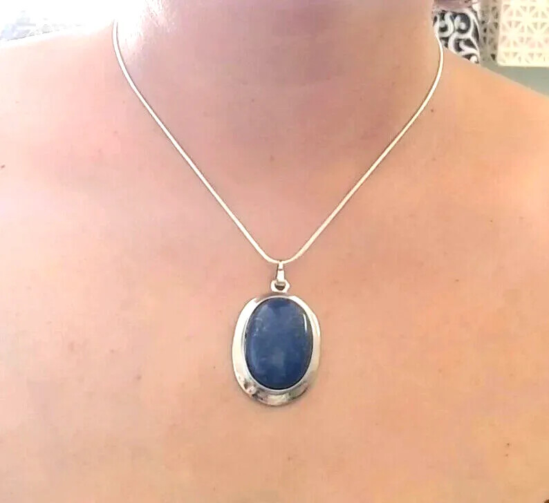 Lapis Necklace Sterling Silver Lapis Lazuli Pendant Necklace Lapis ...