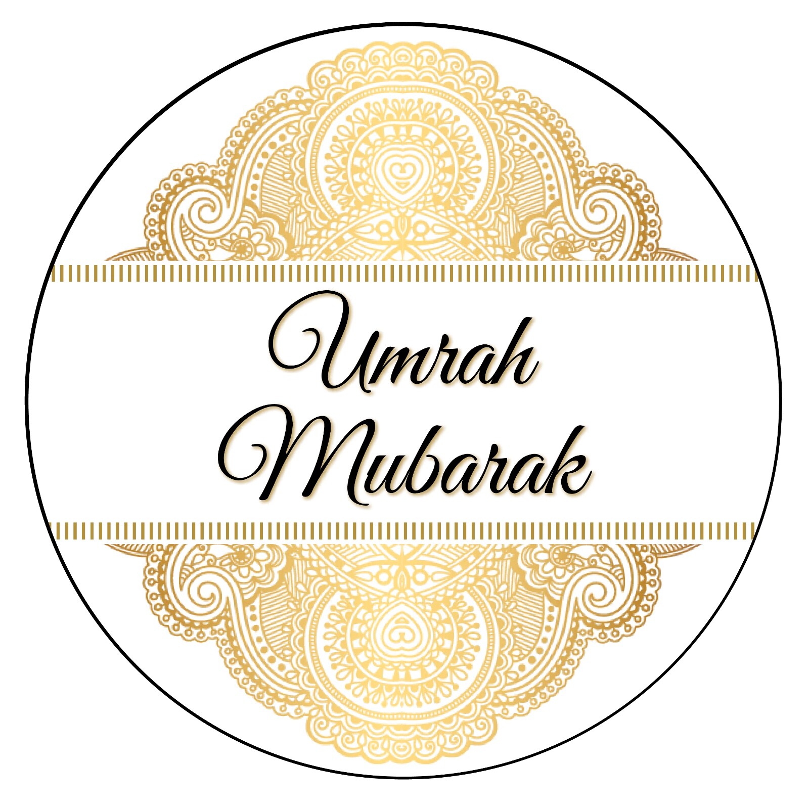 35 Umrah Mubarak Stickers GLOSS Damask Congratulations Eid Islamic ...