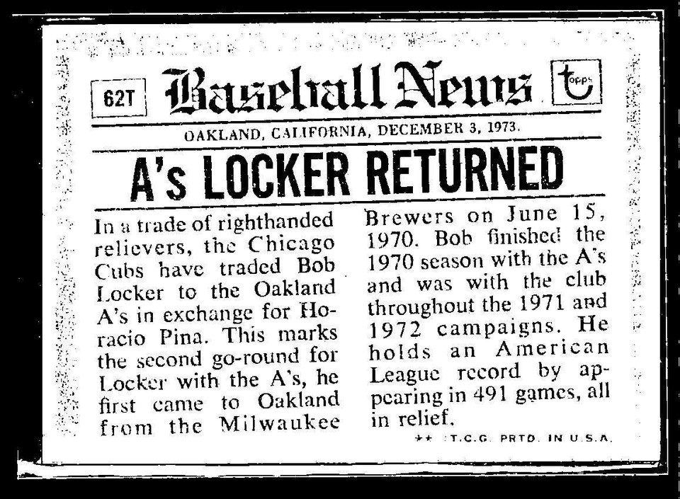 1974 Topps #62T Bob Locker Traded VG/G | eBay