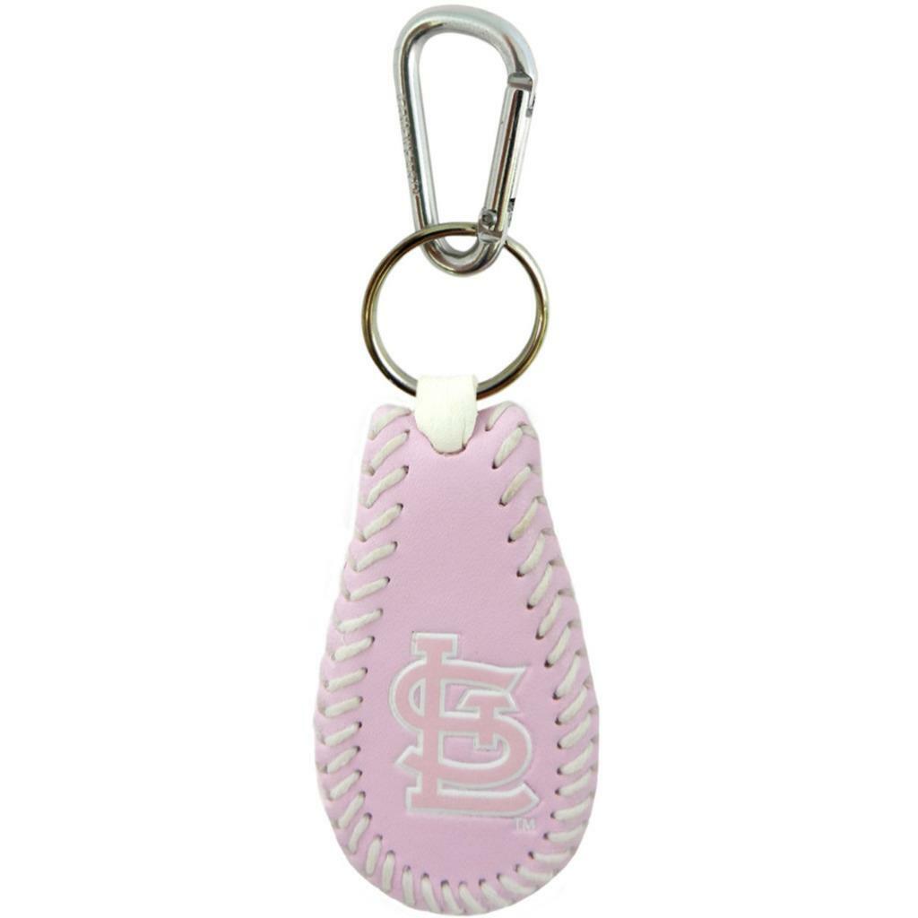 St Louis Cardinals Pink Leather Baseball Keychain [New] MLB Key Chain ...