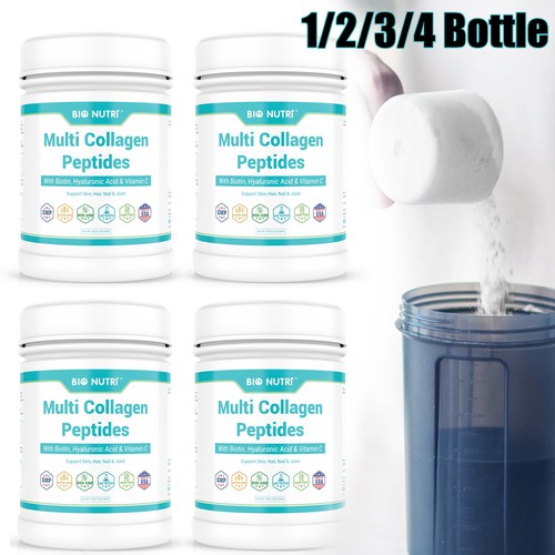 1-4 Pack 16OZ Multi Collagen Protein Powder Hydrolyzed Peptides I II ...