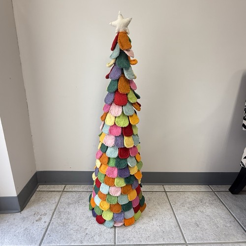 Tall Multi Color Layered Felted Felt Country Christmas Tree Holiday 38 ...