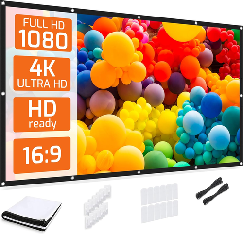 Projector Screen, 120 Inch Portable Projector Screen Indoor Outdoor ...