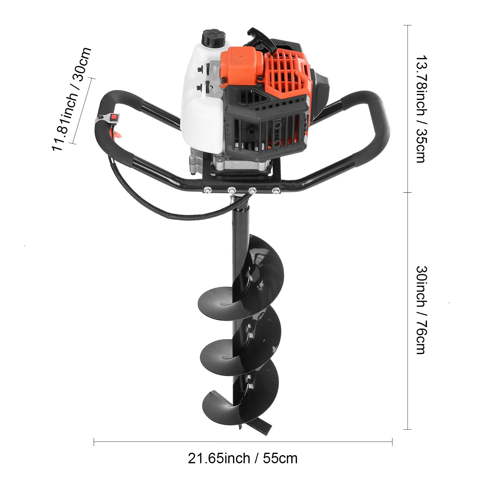 Post Hole Digger 43cc Gas Powered Earth Digger with 8" Auger Drill Bit ...