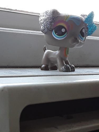 RARE Littlest Pet Shop Gray Sparkle Dalmatian Puppy Dog Blue Eye LPS ...
