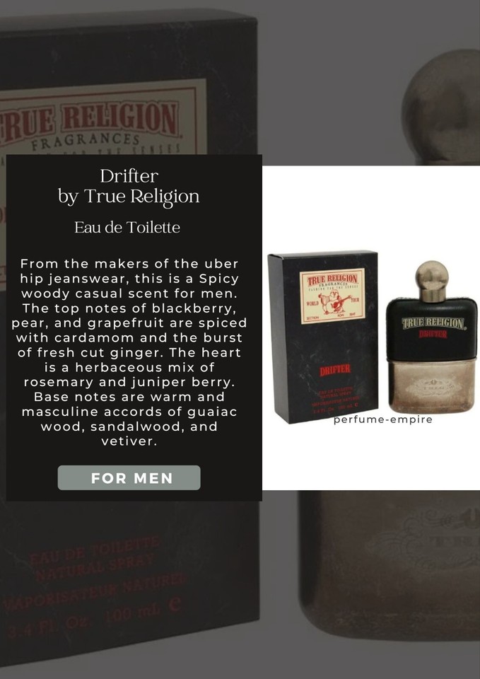 DRIFTER by TRUE RELIGION Cologne 3.4 oz for Men edt New in Box | eBay