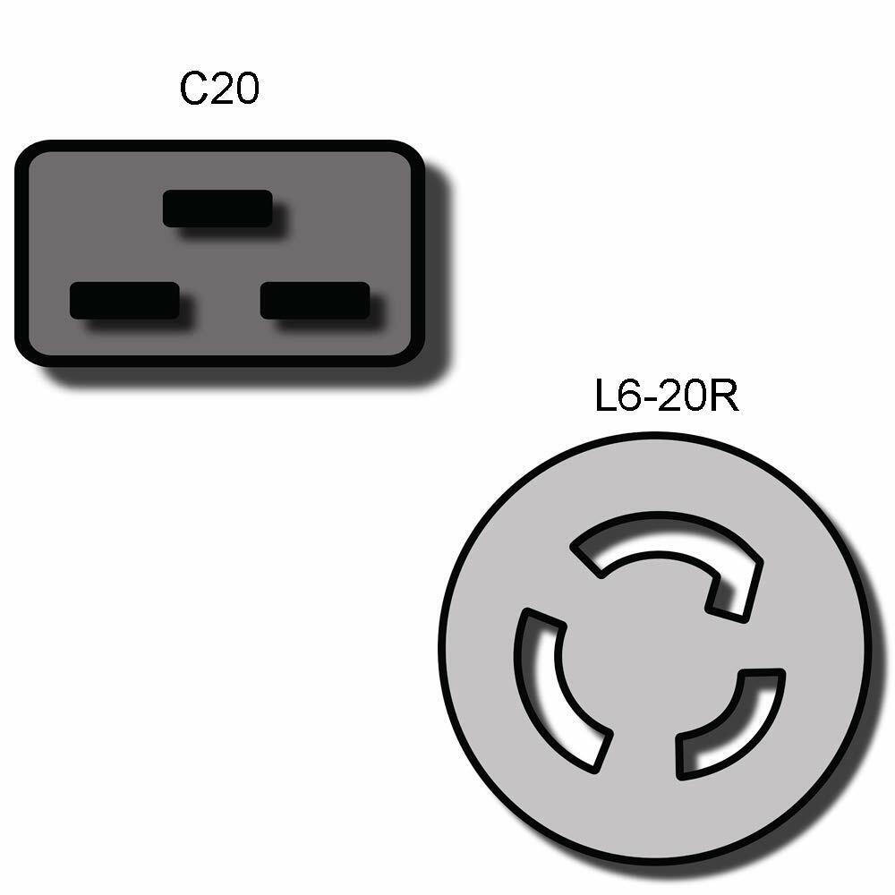 IEC C20 to L6-20R Plug Adapter - 20A/250V, 12 AWG - Iron Box # IBX-1533 ...