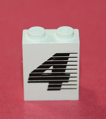 Lego technic White Panel 1x2x2 with Number 4 Pattern ref 4864apx4/set ...
