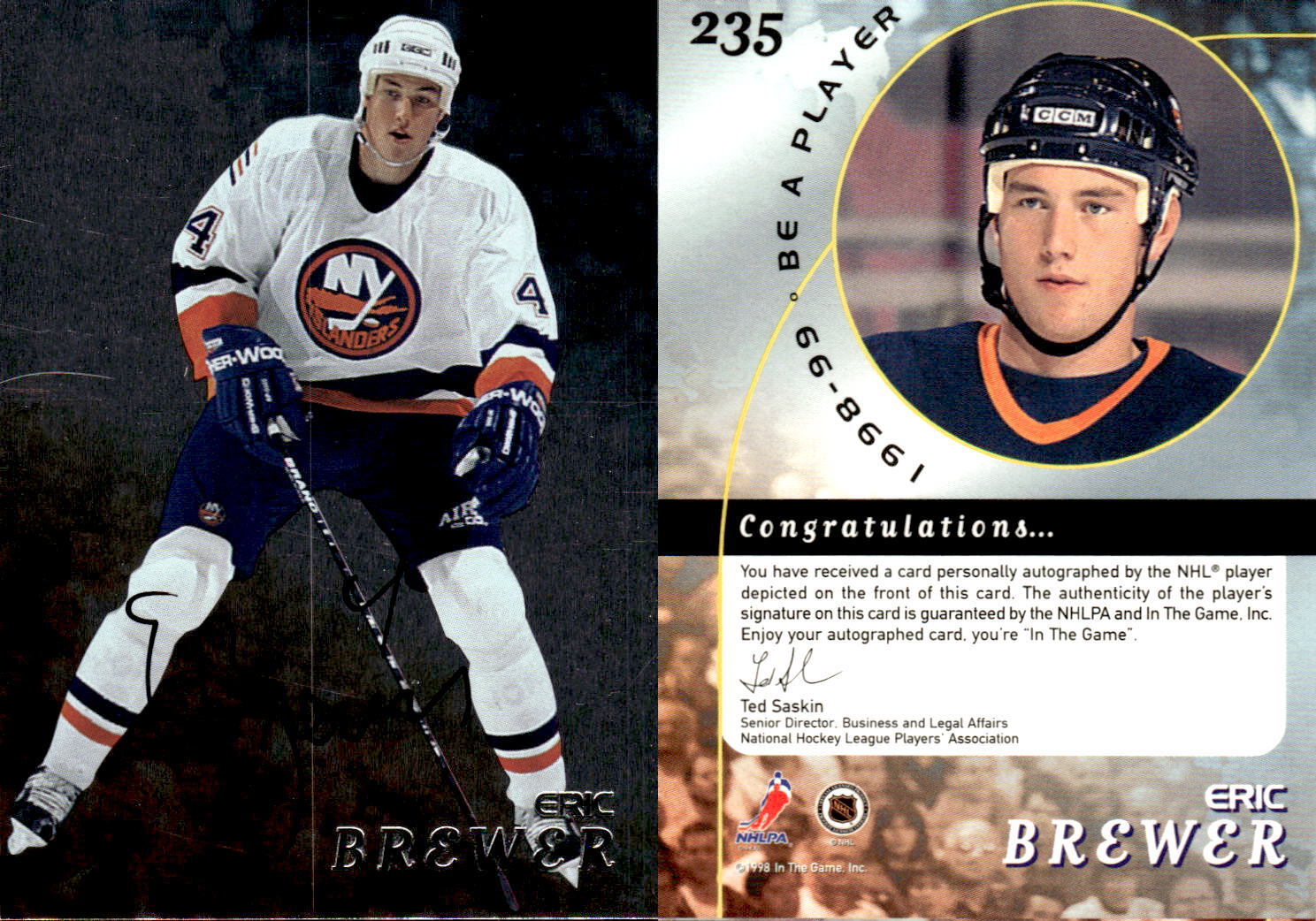 1998-99 Be A Player Autographs #235 Eric Brewer - NM-MT | eBay