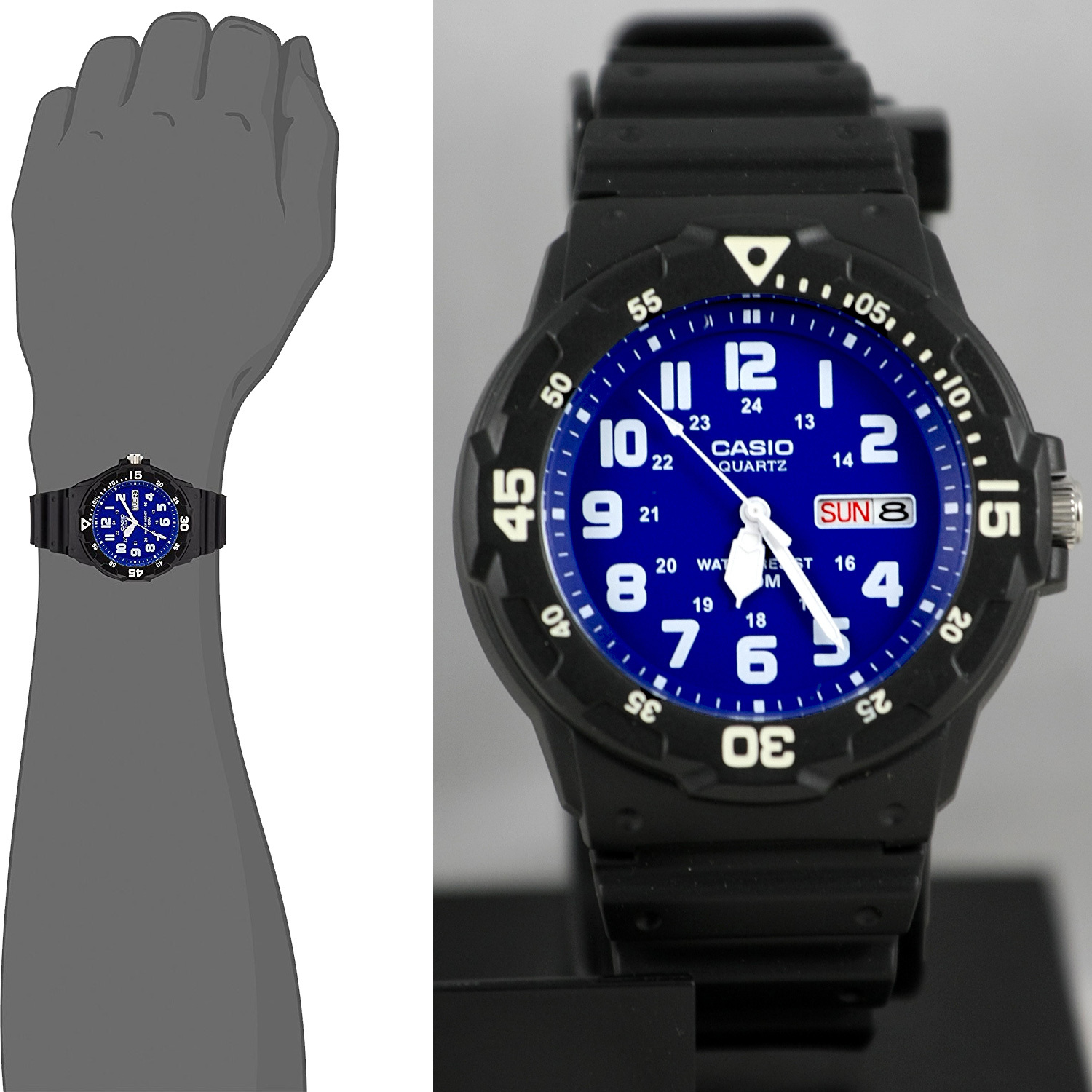 Casio MRW-200H-2B2 Analog Watch Blue 100m WR Hands Glow Day Date ...