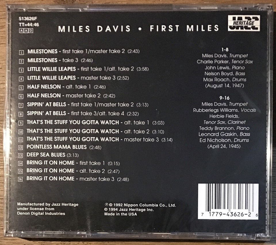 Miles Davis ‎– First Miles ( CD, 1994) Remaster Reissue ⭐NEW/SEALED⭐ | eBay
