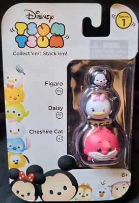 Disney Series 1 Tsum Tsum 3-PK Figaro 119, Daisy Duck 117, Cheshire Cat ...