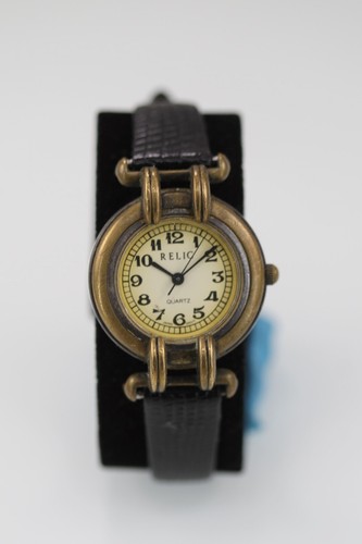 Relic Watch Women Gold Stainless Steel Leather Black Battery WR Beige ...