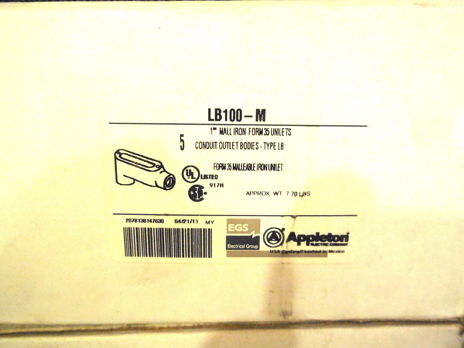 5 NEW APPLETON LB100-M MALL IRON UNILETS LB100M | eBay