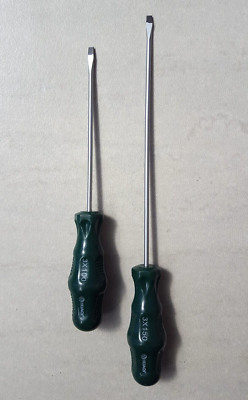 2pc Long Thin Flat Head Slotted Screwdriver 7 & 9" Magnetic Tip Grip ...