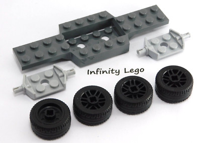 LEGO Dark Grey Car Chassis Base 4x12 with 4 Black Wheels & Holder 2x2 ...