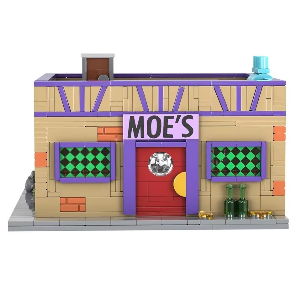 MOC The Simpsons Moe's Tavern Building Blocks, Modular Bricks Set Model ...