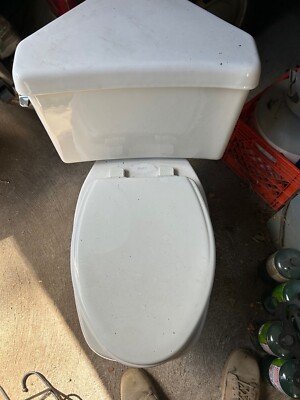 Vintage Eljer Corner Toilet - WHITE - Complete w/Bowl & Tank & Lid NO ...