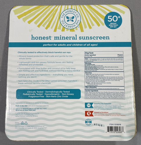 Honest Co. Broad Spectrum SPF 50+ Honest Mineral Sunscreen 2 PK (3.0 FL ...