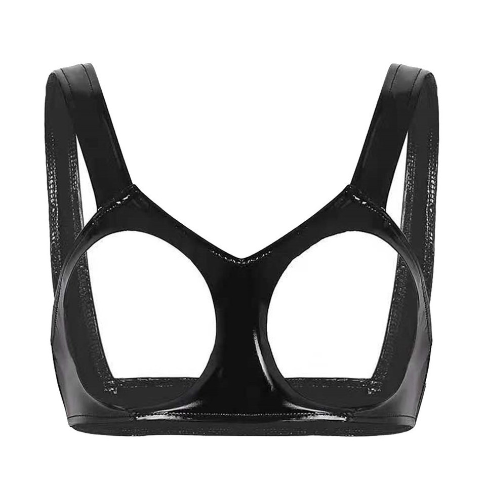 Leibchen Nasses Aussehen Offene Tasse Rave Rückenfrei Tanzende Clubwear ...