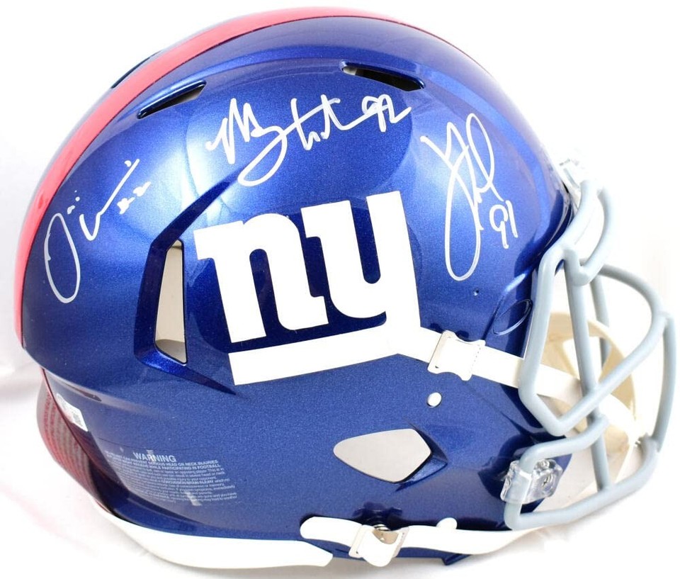 Strahan Tuck Umenyiora Signed Giants F/S Speed Authentic Helmet-Beckett ...