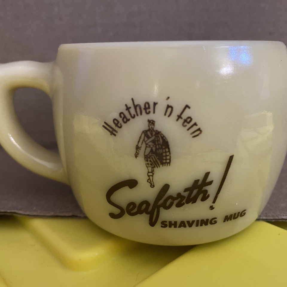 Vintage Custard Glass Seaforth Heather N Fern Shaving Mug Alfred D ...