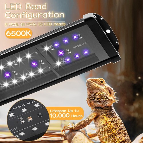 20.0 UVB LED Reptile Light 15W with Dimming & Timer, 11" 15W, Black | eBay